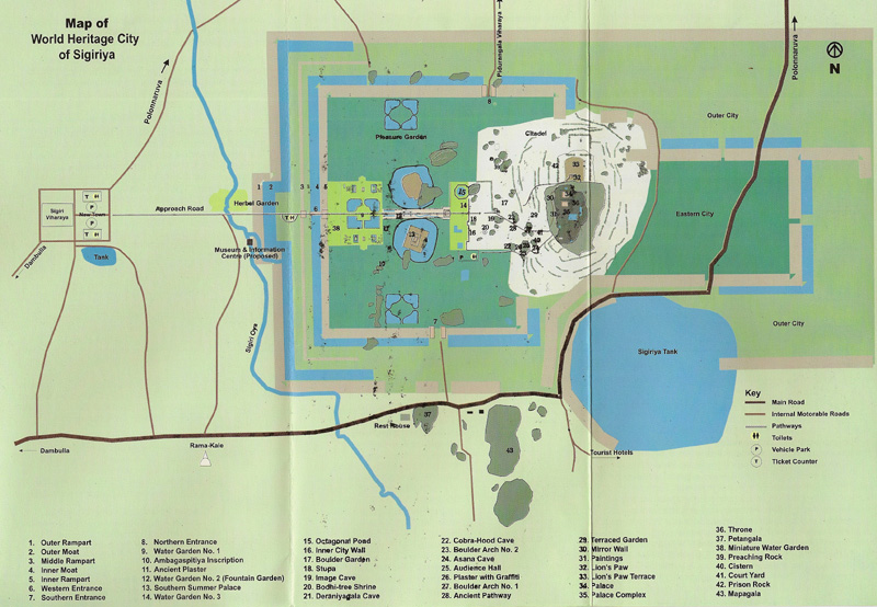 Sigiriya Lion Rock Map , A Guide to Sigiriya in Sri Lanka (aka: Lion ...